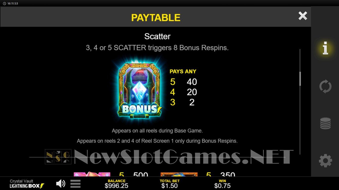 Crystal Vault Slot Review & Demo by Lightning Box - Play Free Online