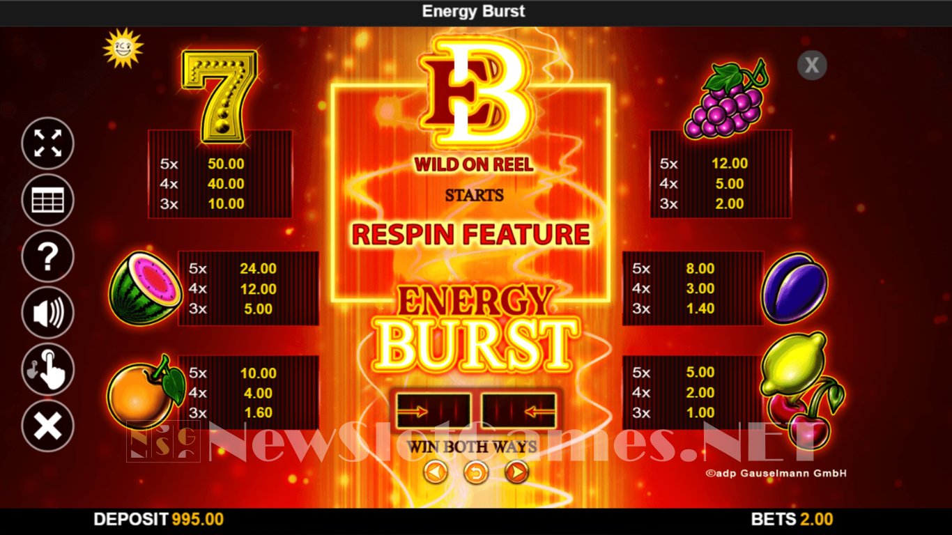 Energy Burst Slot Review & Demo by Merkur Gaming - Play Free Online