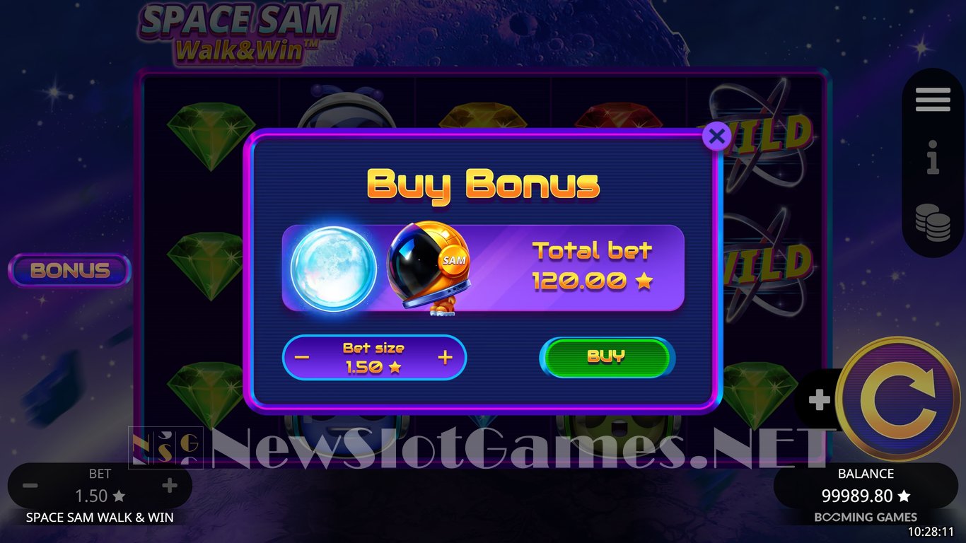 Space Sam Walk & Win Slot Review & Demo by Booming Games - Play Free Online