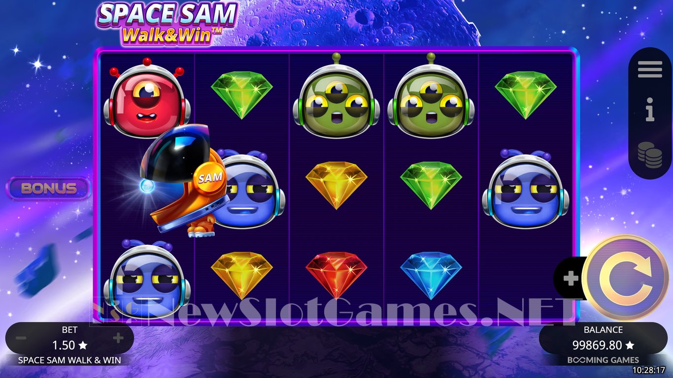 Space Sam Walk & Win Slot Review & Demo by Booming Games - Play Free Online