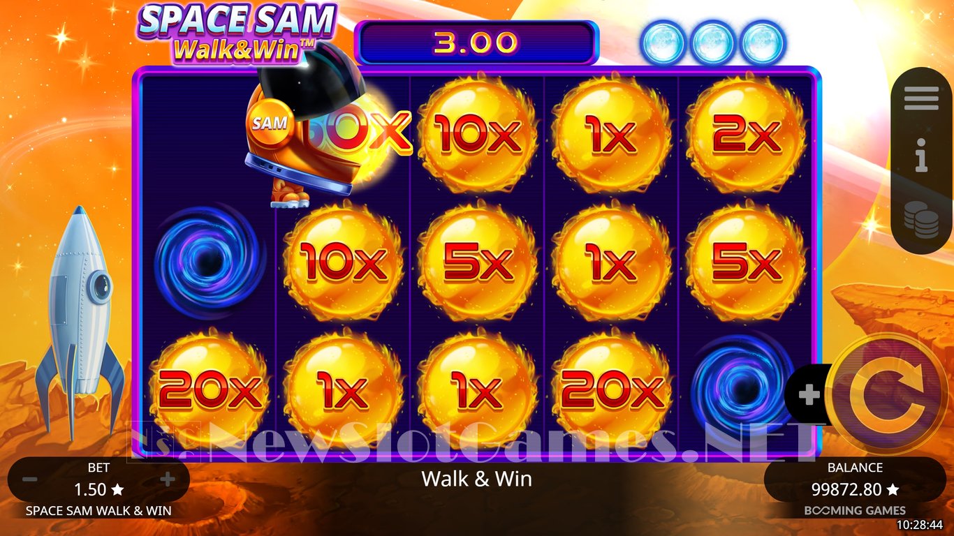 Space Sam Walk & Win Slot Review & Demo by Booming Games - Play Free Online