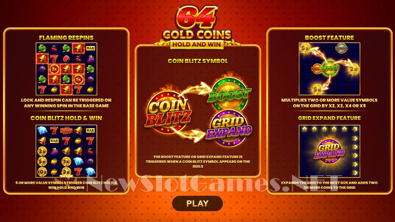 64 Gold Coins Hold and Win Slot Review & Demo by Booming Games - Play ...
