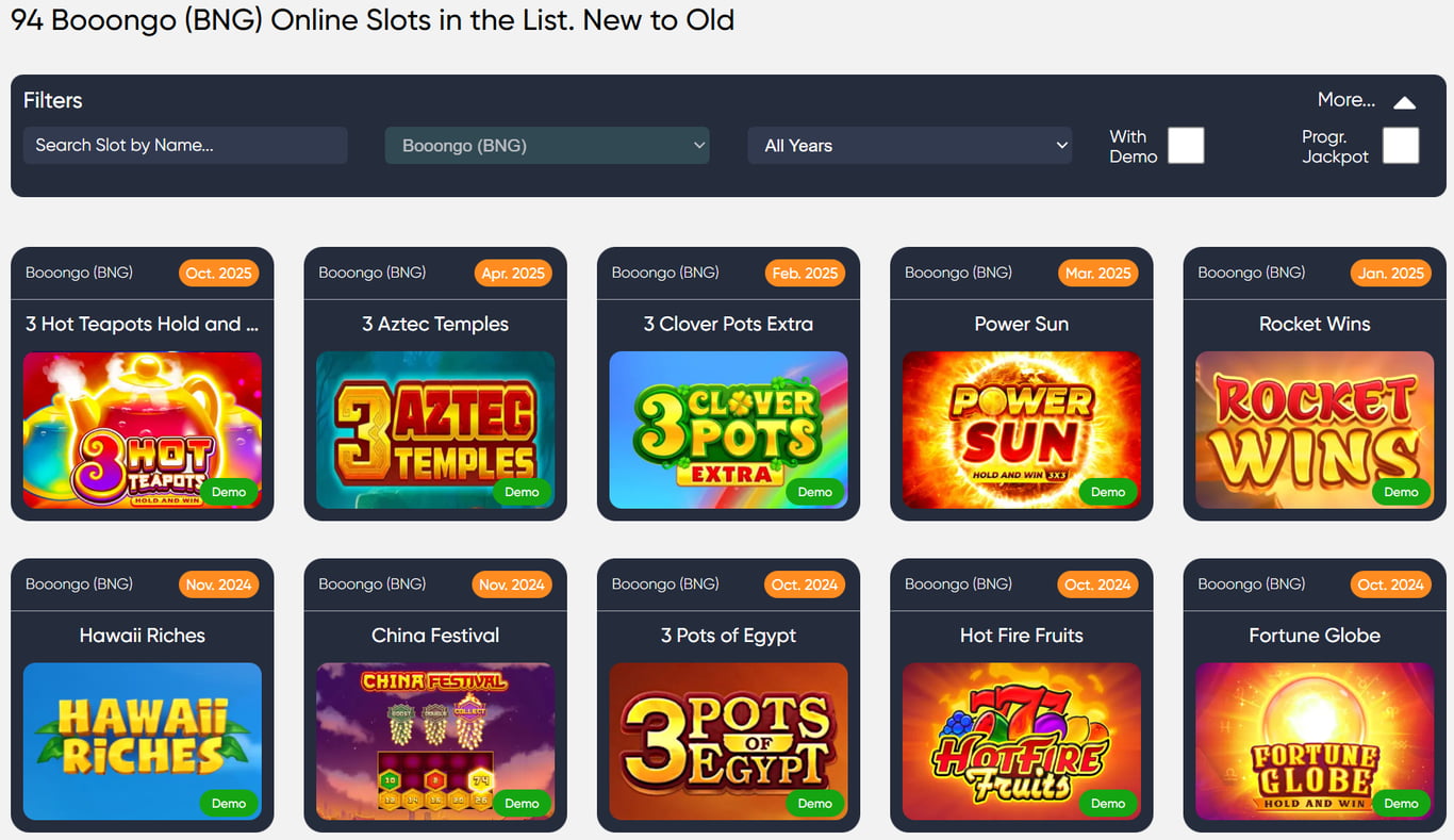 Booongo (BNG) Slots: Reviews, Demo Games, High-RTP List